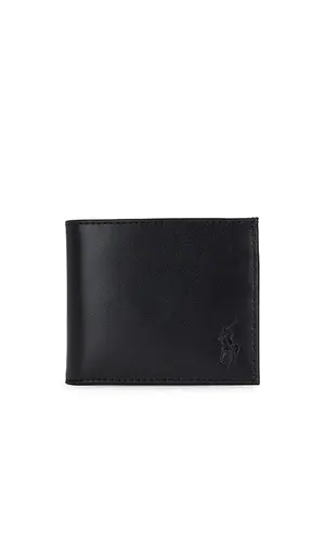 Polo Ralph Lauren Burnished Leather Billfold Wallet - Black