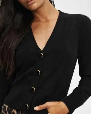 Veronica Beard Solene Brushed Cashmere Cardigan - Black
