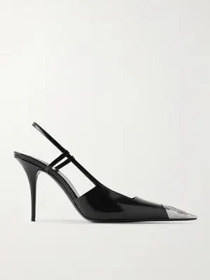 Saint Laurent Jeanne Embellished Slingback Pumps - Black
