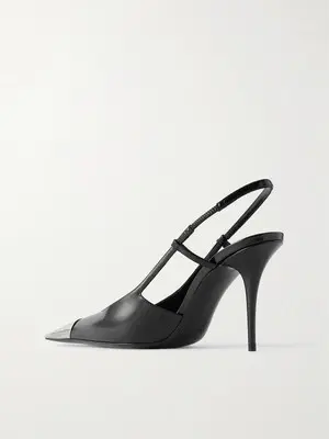 Saint Laurent Jeanne Embellished Slingback Pumps - Black