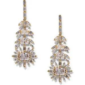 Nadri Stellar Feather Drop Earrings - Gold