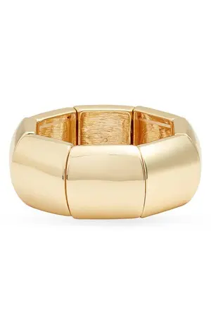 OPEN EDIT Polished Square Stretch Bracelet - Gold