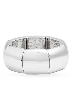 OPEN EDIT Polished Square Stretch Bracelet - Silver