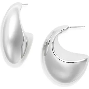 OPEN EDIT Polished Crescent Hoop Earrings - Silver