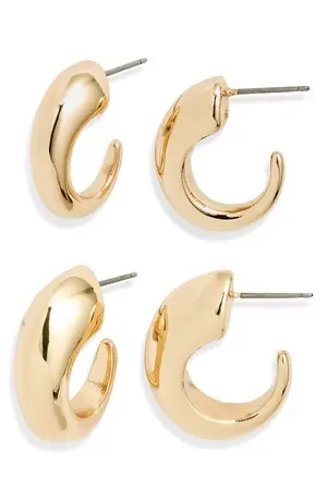 OPEN EDIT Tapered Hoop Earrings Set Of 2 - Gold
