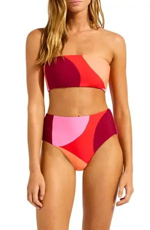 Seafolly High Waist Bikini Bottoms - Flame