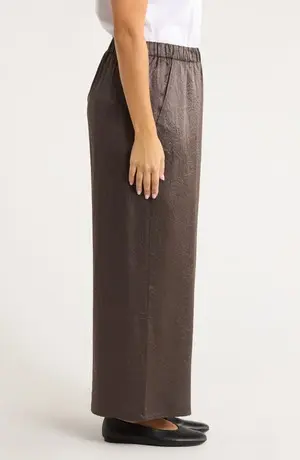 Eileen Fisher Crinkle Satin Wide-leg Ankle Pants - Rye