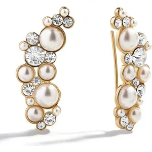 Baublebar Effie Faux Pearl Ear Crawlers - Gold/clear