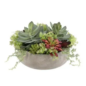 CG HUNTER Round Artificial Succulent Arrangement - Green