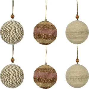 CG HUNTER Natural Jute Wrapped Christmas Ornaments - Earth Tones