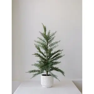 CG HUNTER 24" Artificial Evergreen Cedar Tree Set - Crème