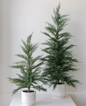 CG HUNTER 24" Artificial Evergreen Cedar Tree Set