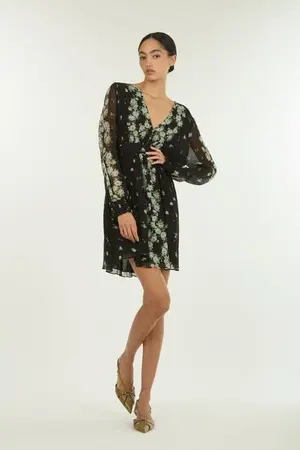 SECRET PON-PON Emerson Floral-print Silk Chiffon Mini Dress
