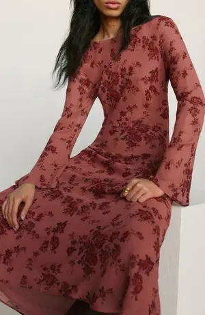 REFORMATION Esra Floral Print Long Sleeve Dress - Clarette