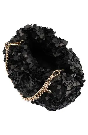 OLGA BERG Mattie Sequin Top Handle Bag - Black