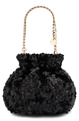 OLGA BERG Mattie Sequin Top Handle Bag - Black