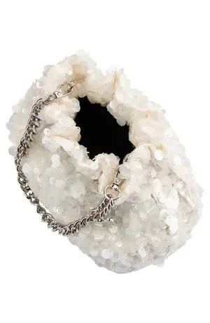 OLGA BERG Mattie Sequin Top Handle Bag - Ivory