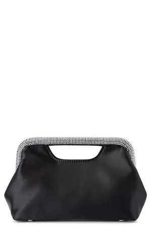 OLGA BERG Eleanor Crystal Top Handle Evening Bag - Black