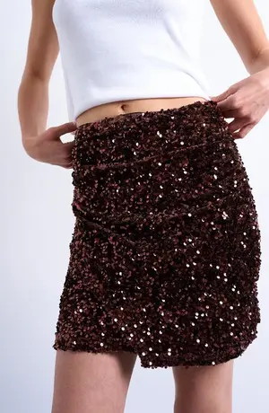 Topshop Sequin Velvet Mini Skirt