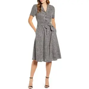 Anne Klein Tweed Shirtdress With Removable Belt