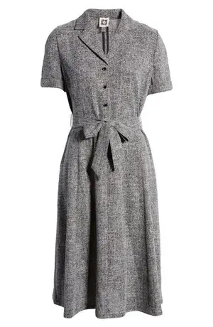Anne Klein Tweed Shirtdress With Removable Belt