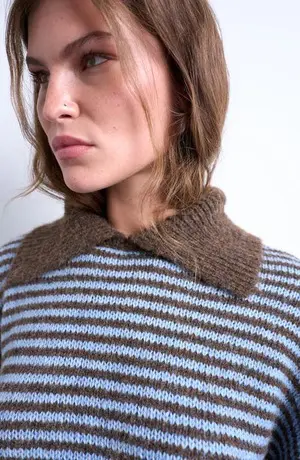 Topshop Striped Polo Sweater