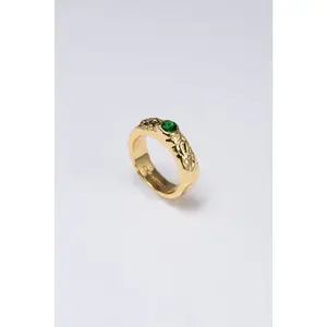 CLASSICHARMS Sylvie Cubic Zirconia Molten Stackable Ring Gold/green