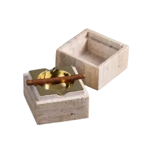 THE COLLECTIVE HOME Travette Cube Ashtray - Beige