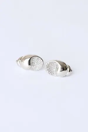 CLASSICHARMS Lexi Crystal Seashell Stud Earrings - Silver