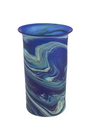 TEN THOUSAND VILLAGES Phoenician Glass Vase - Blue