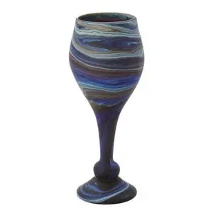 TEN THOUSAND VILLAGES Phoenician Glass Goblet - Teal