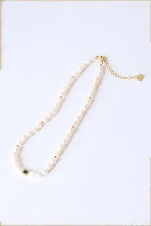 CLASSICHARMS Ella Freshwater Pearl Layered Necklace Set Gold/blue