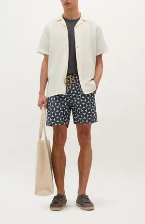 SCALPERS Geometric Print Swim Trunks