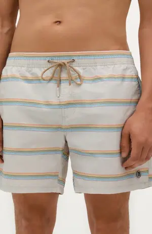 SCALPERS Striped Technical Fabric Swimsuit - Off White