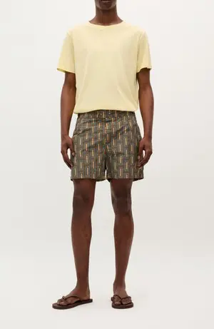 SCALPERS Printed Swim Trunks - Brown