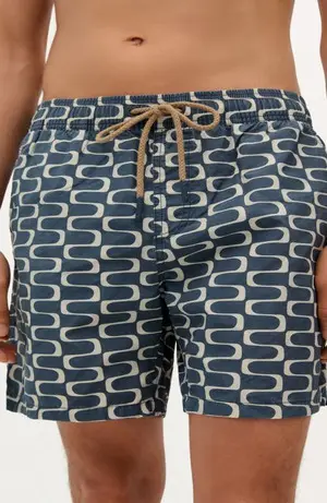 SCALPERS Printed Swim Trunks - Navy