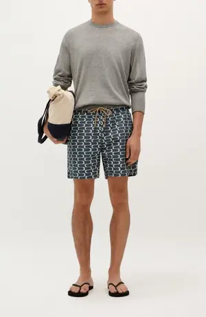 SCALPERS Printed Swim Trunks - Navy