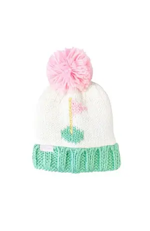 BITS & BOWS Knit Beanie And Mitten Set - Pink/green