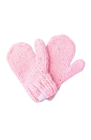 BITS & BOWS Knit Beanie And Mitten Set - Pink/green