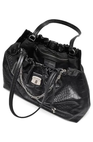 Marc Jacobs Leather Tote With Croc Embossed Exterior