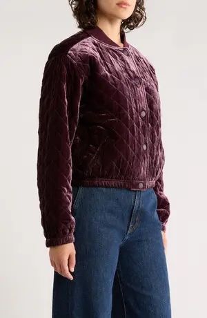 Marine Layer Anita Velvet Quilted Bomber Jacket