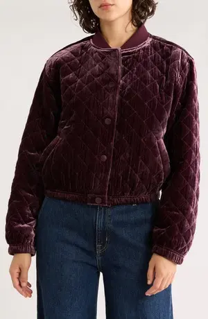 Marine Layer Anita Velvet Quilted Bomber Jacket