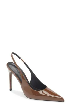 TONY BIANCO Pointed Toe Slingback Pumps - Mocha Patent