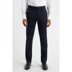 Zanella Parker Flat Front Wool Dress Pants - Navy