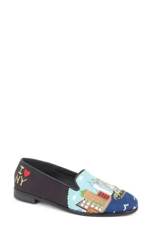 BYPAIGE I Love New York Needlepoint Loafer - Black