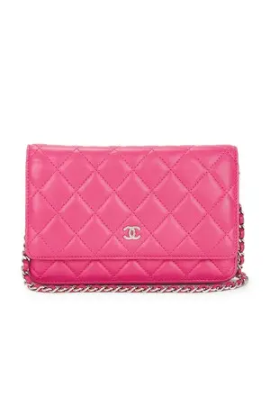 Chanel Lambskin Wallet On Chain - Pink