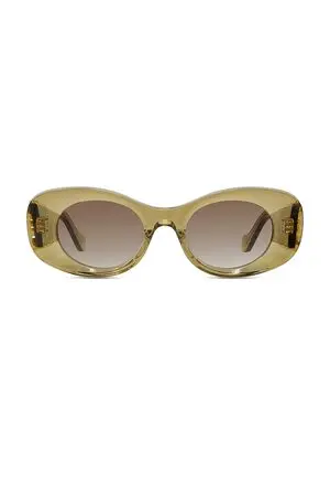 Loewe Maxi Anagram Sunglasses - Shiny Dark Green & Gradient Brown