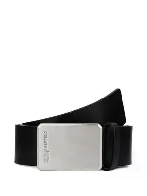 Karl Lagerfeld Logo-engraved Leather Belt - Black