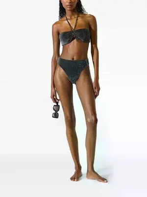 Karl Lagerfeld Metallic Bandeau Bikini Top - Black