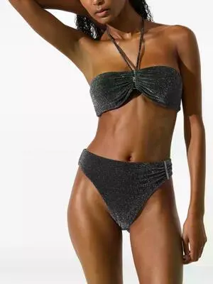 Karl Lagerfeld Metallic Bandeau Bikini Top - Black
